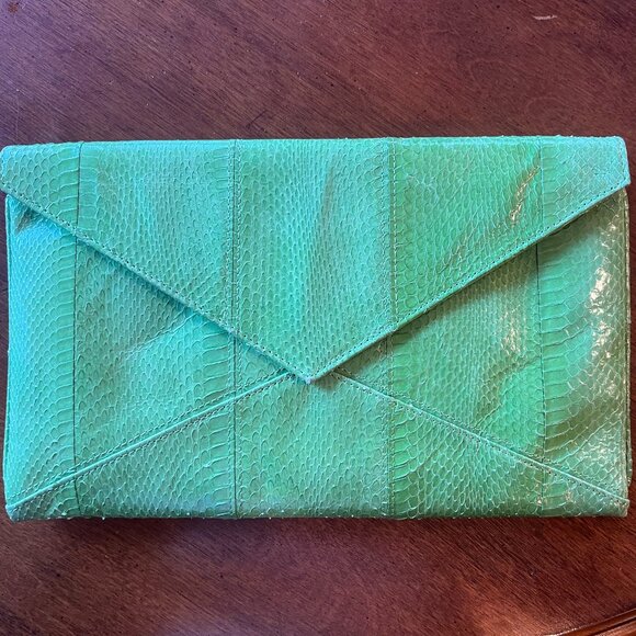 Beirn | Bags | Beirn Snakeskin Green Clutch | Poshmark